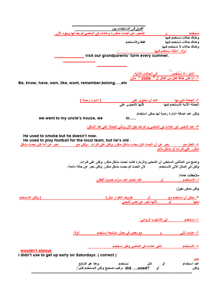 Difference Between Used To and Would | PDF