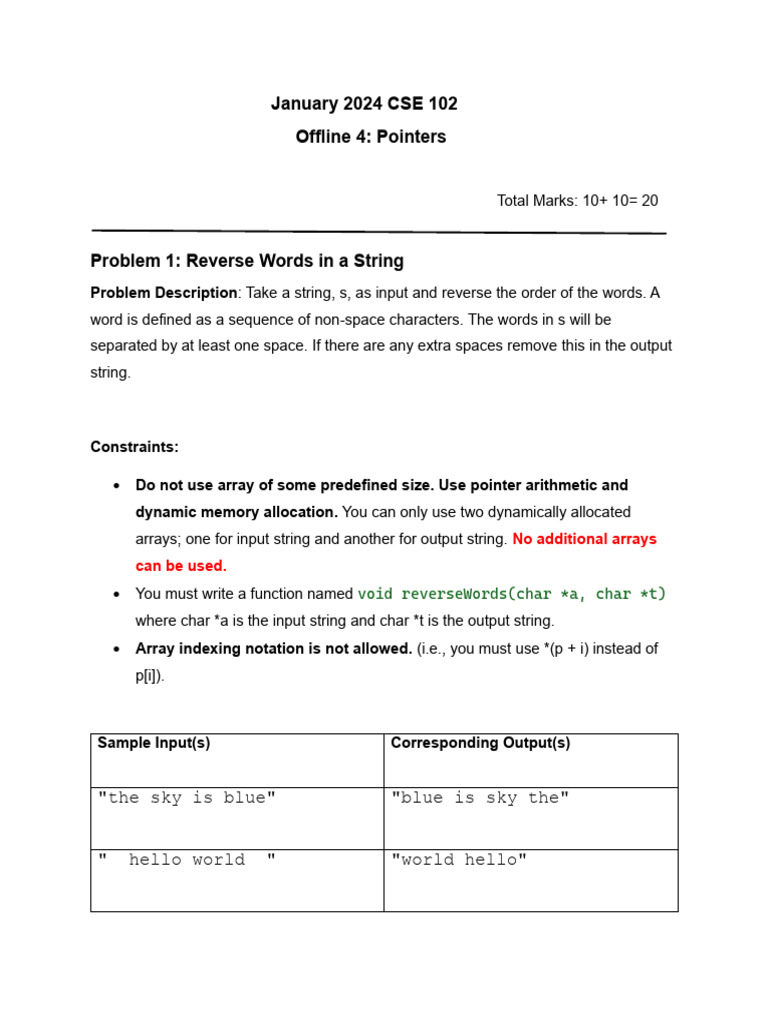 Offline4 Pointers | PDF | Pointer (Computer Programming) | String (Computer Science)