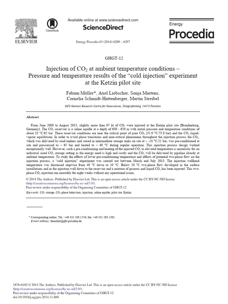 CO2 Cold Injection at Ketzin Site | PDF | Flow Measurement | Temperature