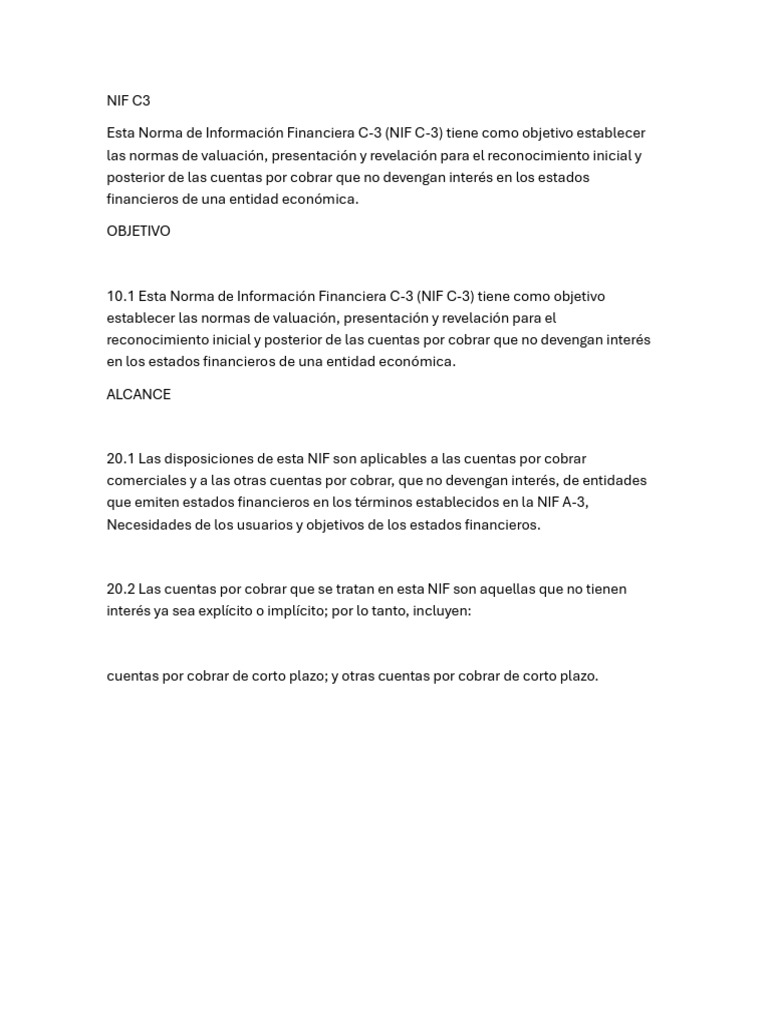 NIF C-3: Normas para Cuentas por Cobrar | PDF