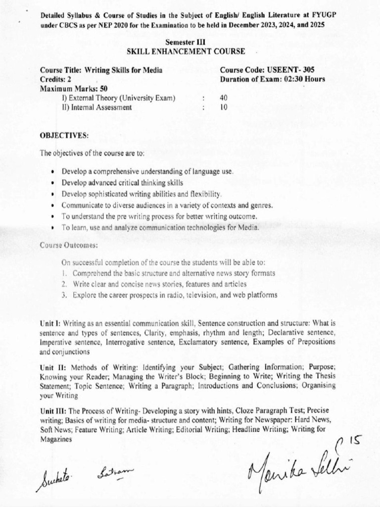 Syllabus of English NEP Skill Sem-3 | PDF