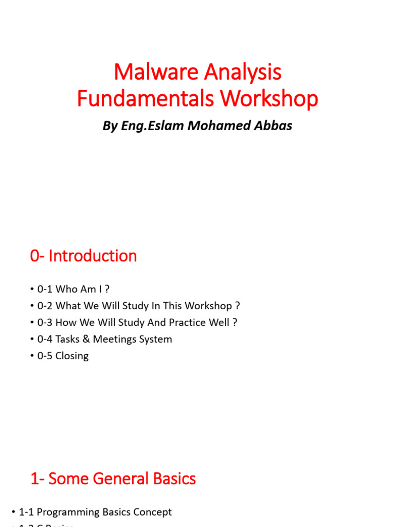 Malware Analysis Fundamentals Workshop | PDF | Assembly Language | Control Flow