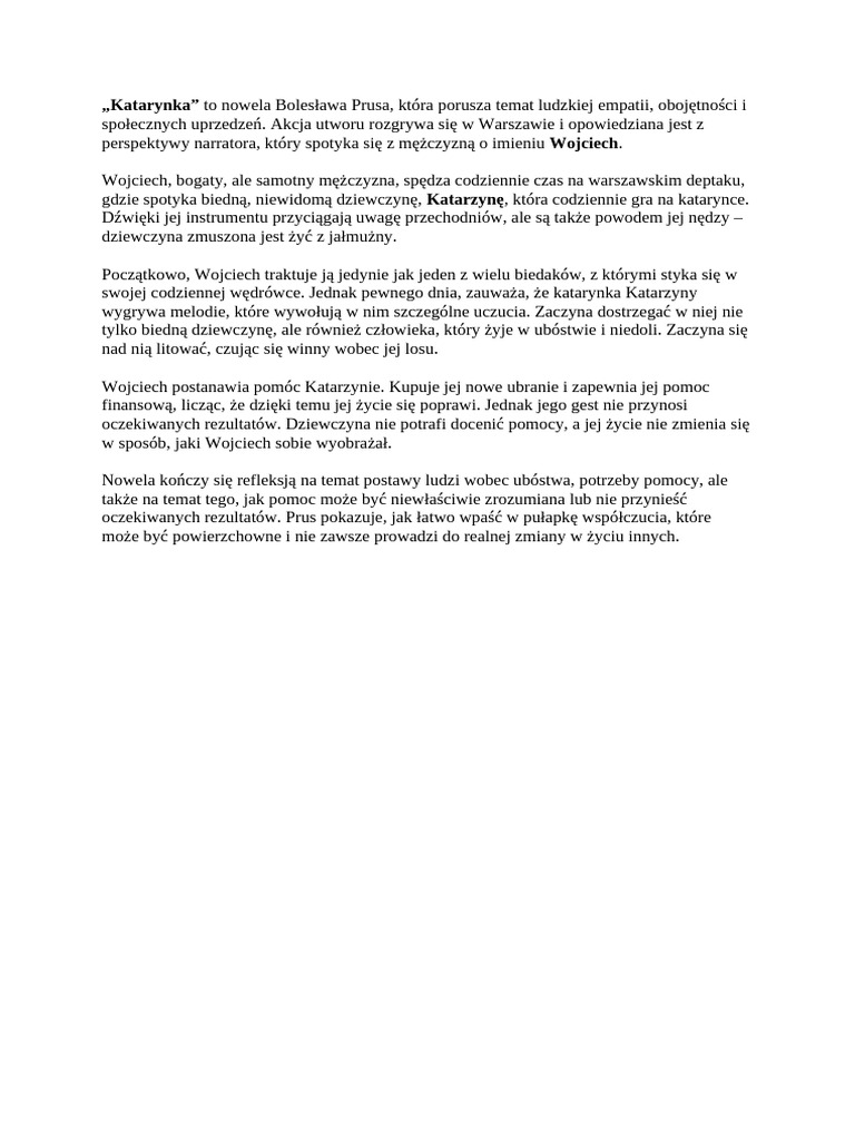 Katarynka Streszczenie | PDF
