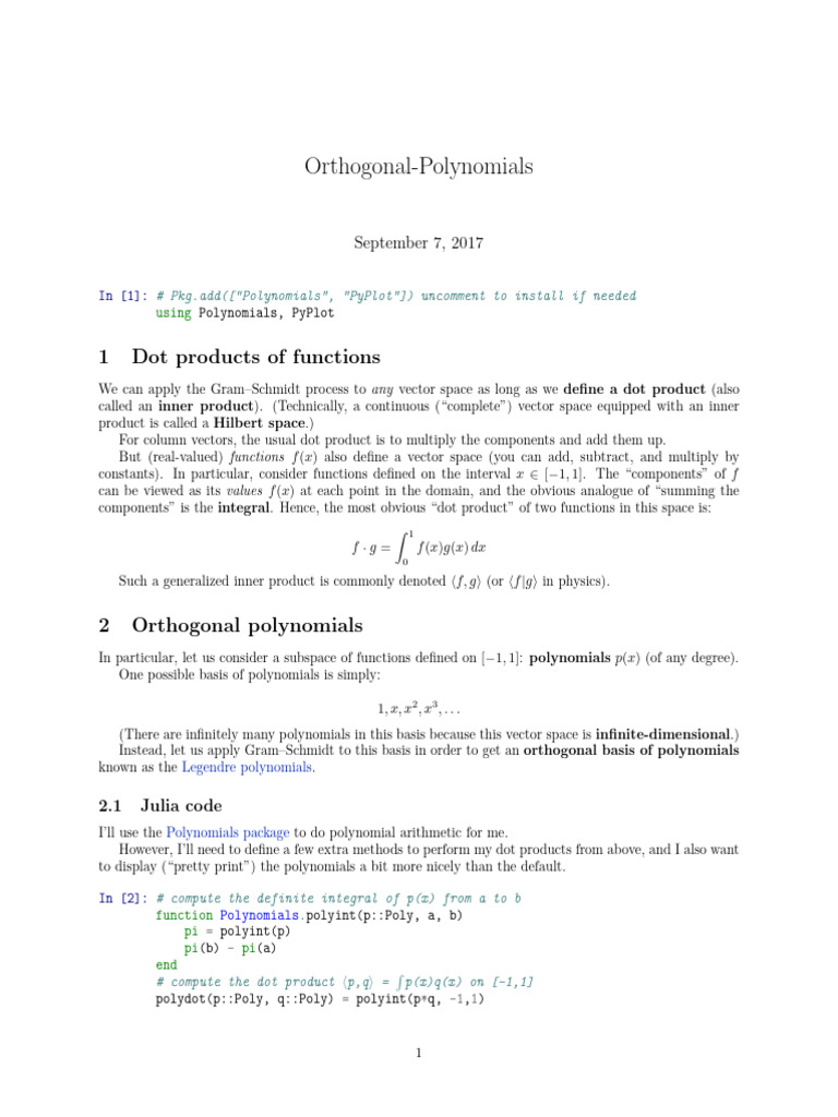 Orthogonal Polynomials | PDF | Basis (Linear Algebra) | Vector Space