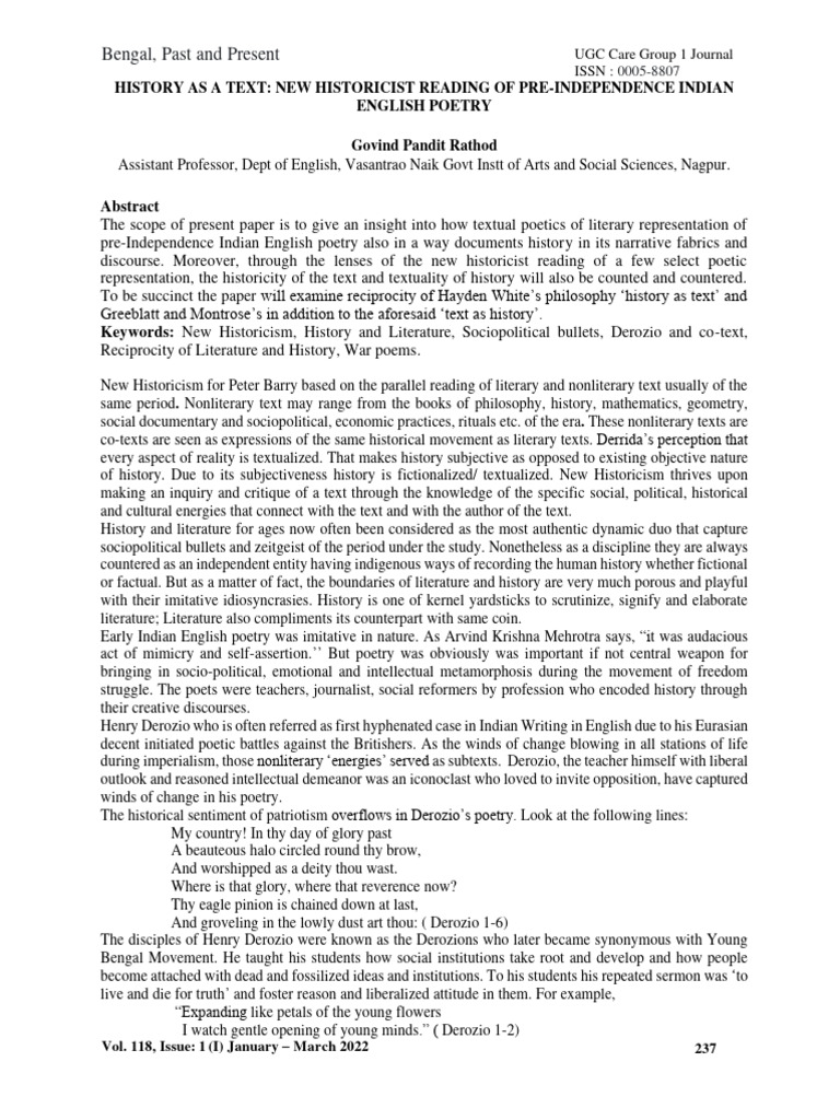 History As A Text New Historicist Readin | PDF | Rabindranath Tagore ...