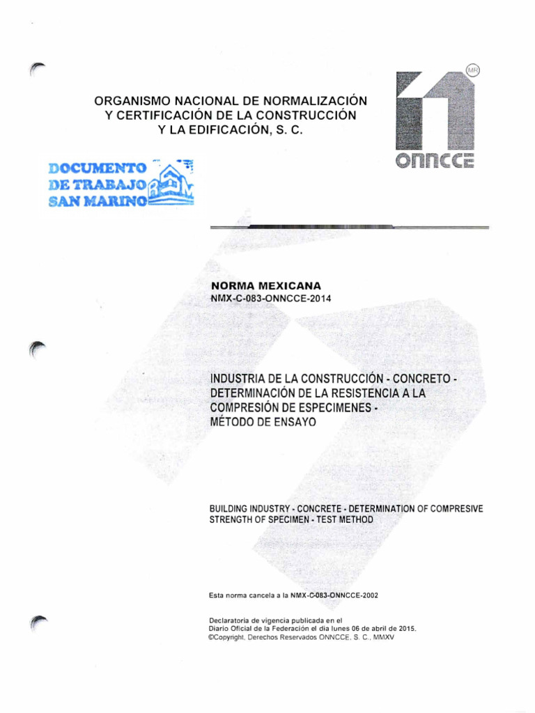 NMX C 083 2014 | PDF | Hormigón | Esfera