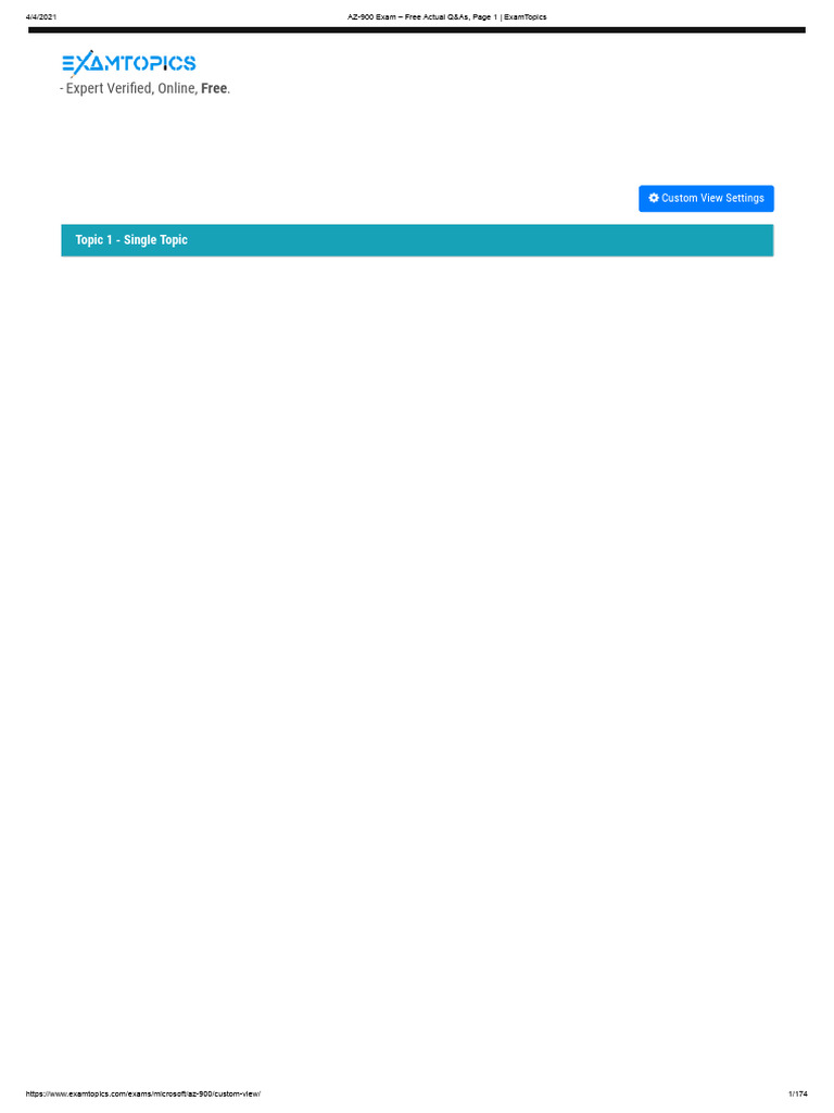 AZ-900 Exam - Free Actual Q&As, Page 1 - ExamTopics | PDF | Cloud ...