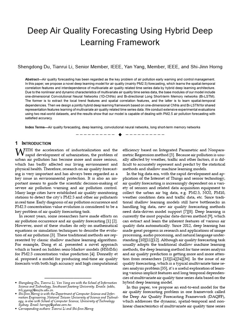 Deep Air Quality Forecasting Using Hybrid Deep | PDF | Deep Learning ...