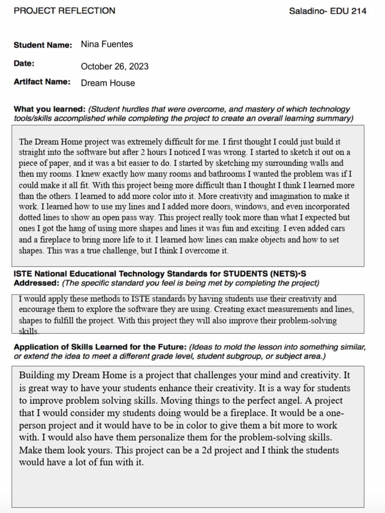 Dream Home Reflection 1 | PDF