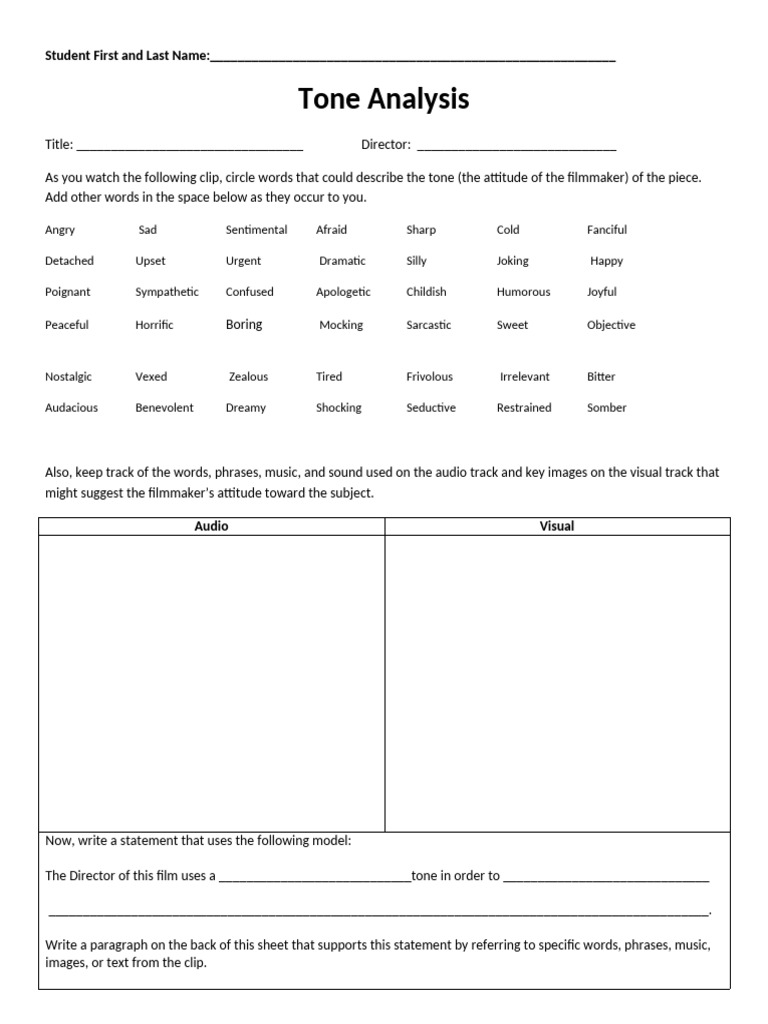 Tone Graphic Organizer | PDF