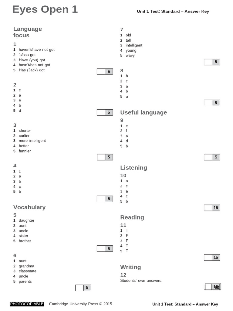 Unit 1 - Customisable Answer Keys | PDF | Linguistics
