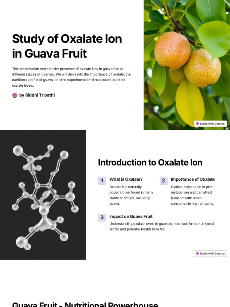 Study of Oxalate Ion in Guava Fruit | PDF | Dietary Fiber | Diet ...