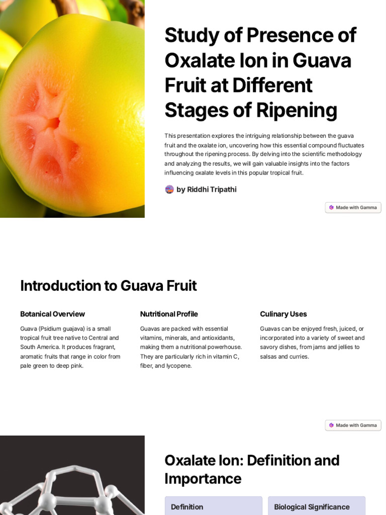 Study of Presence of Oxalate Ion in Guava Fruit at Different Stages of Ripening | PDF