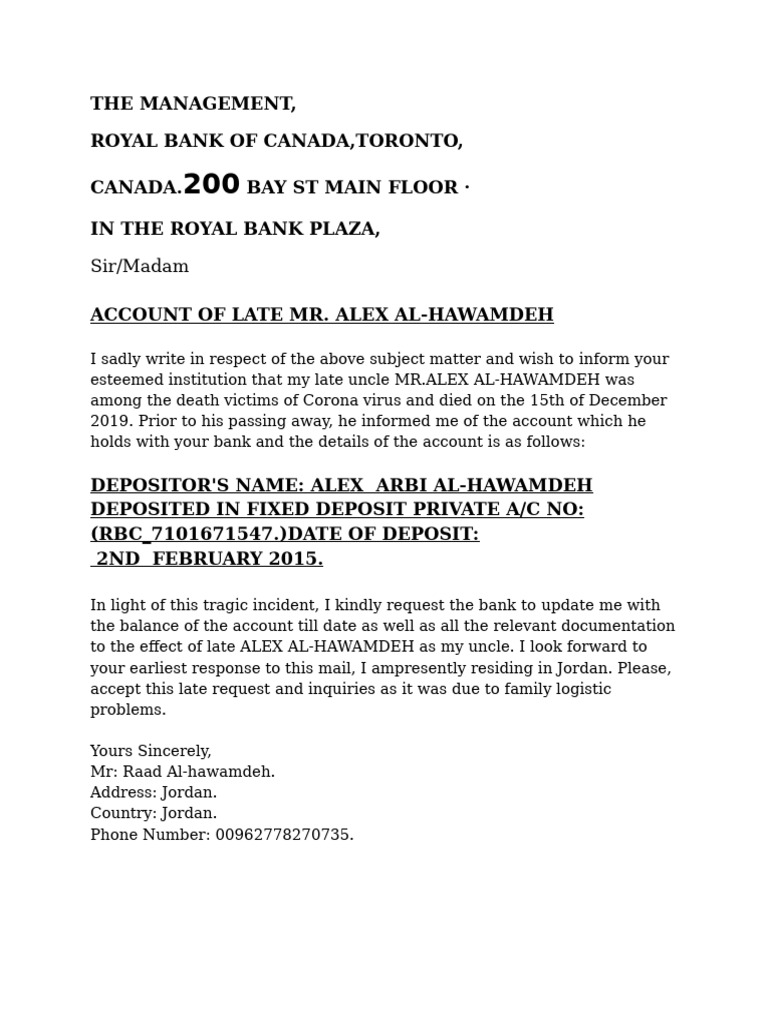 Application Letter of Claim | PDF
