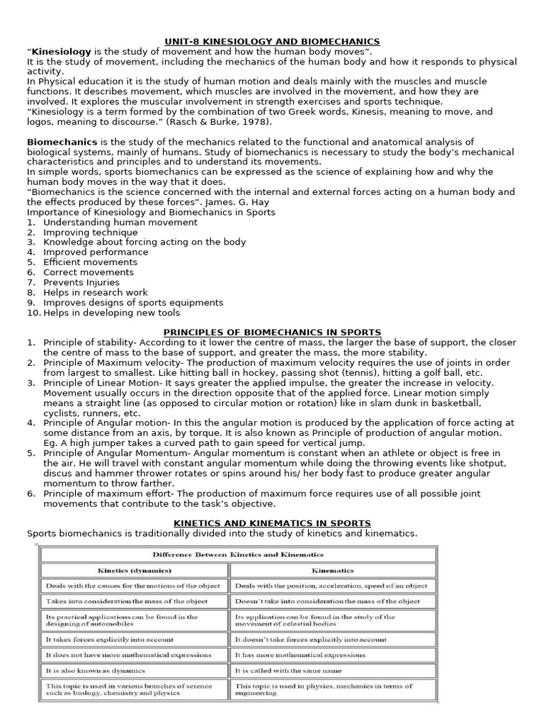 UNIT-8 Kinesiology & Biomechanics | PDF | Anatomical Terms Of Motion ...