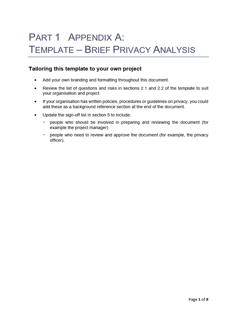 Brief Privacy Analysis Template - PDF Version | PDF | Surveillance | Risk Brief Privacy Analysis Template - PDF Version | PDF | Surveillance | Risk