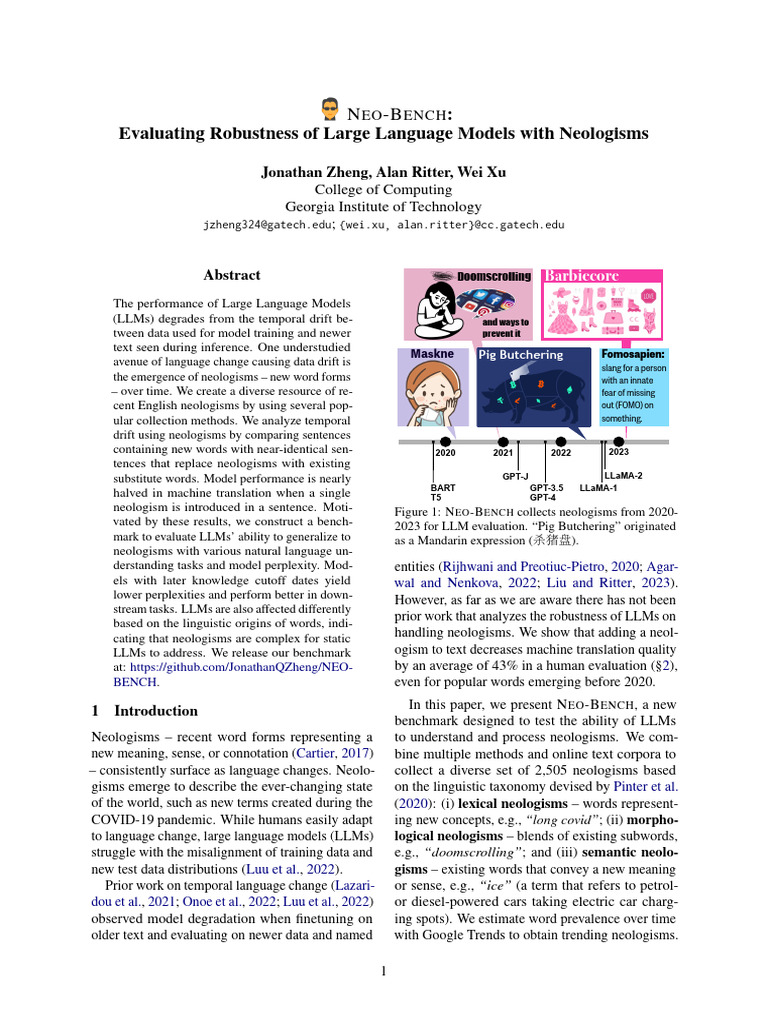 Evaluating Robustness of Large Language Models With Neologisms | PDF | Translations | Lexicon
