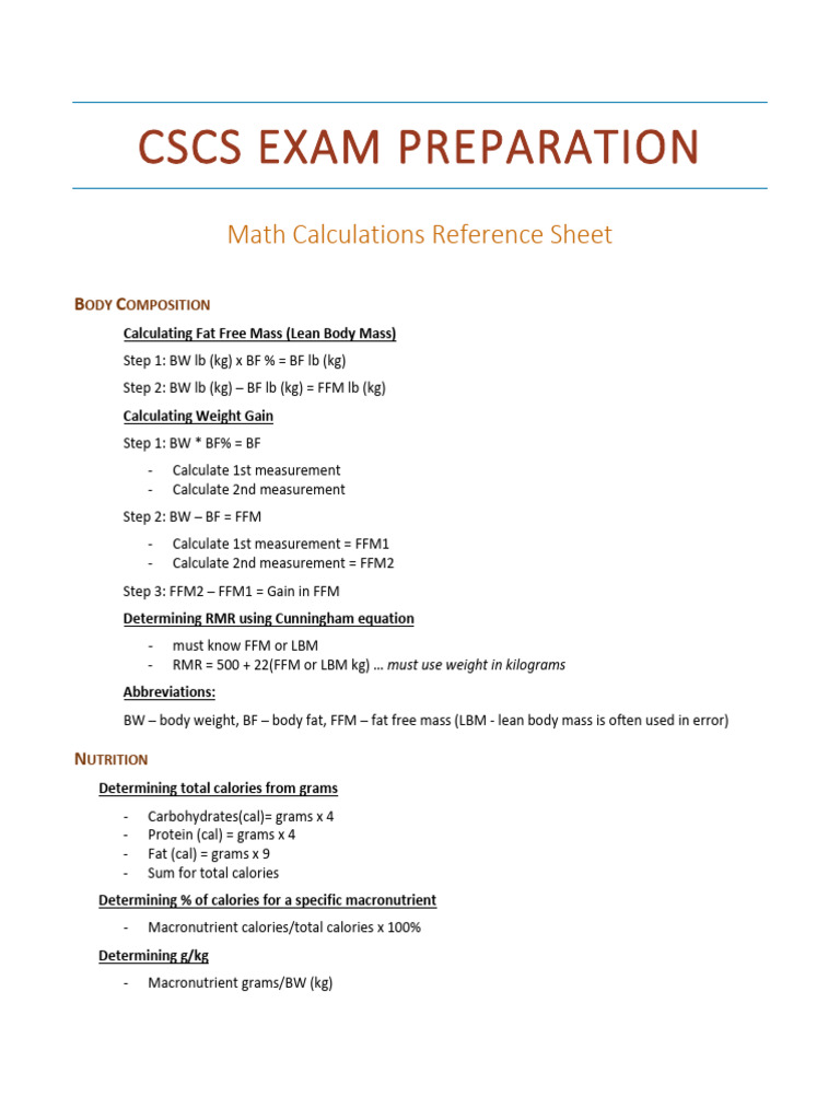1.2 MathCalculationsReferenceSheet - CSCS | PDF