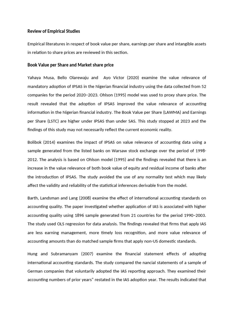 Chapter 2 (Empirical Review) | PDF | International Financial Reporting ...