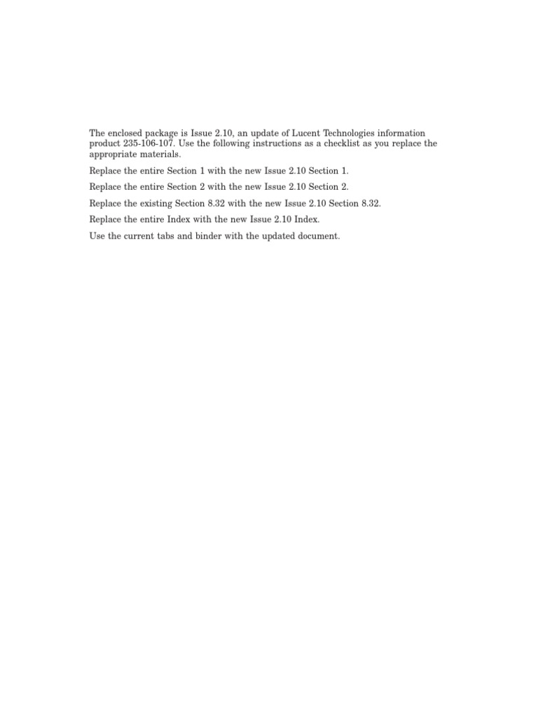235106107.UPDT - V1 - 5ESS Switch Software Release Retrofit Procedures ...