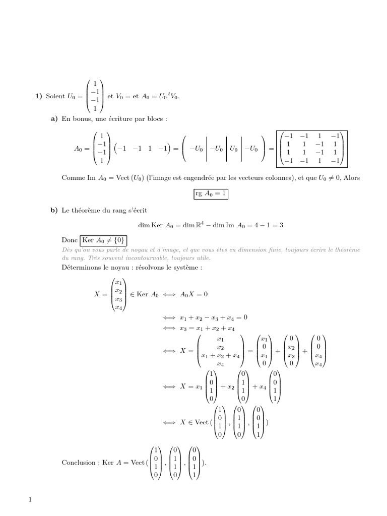 Corr Probleme 7 Matrice de Rang 1 - Copie | PDF | Valeur propre ...