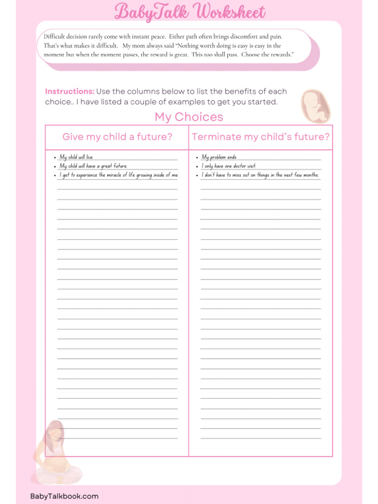 Babytalkbook Worksheet - PNG | PDF