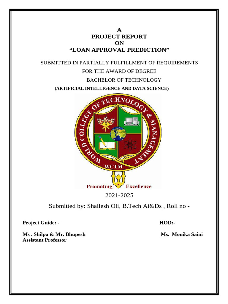 Loan Approval Prediction Project Report | PDF | Machine Learning ...