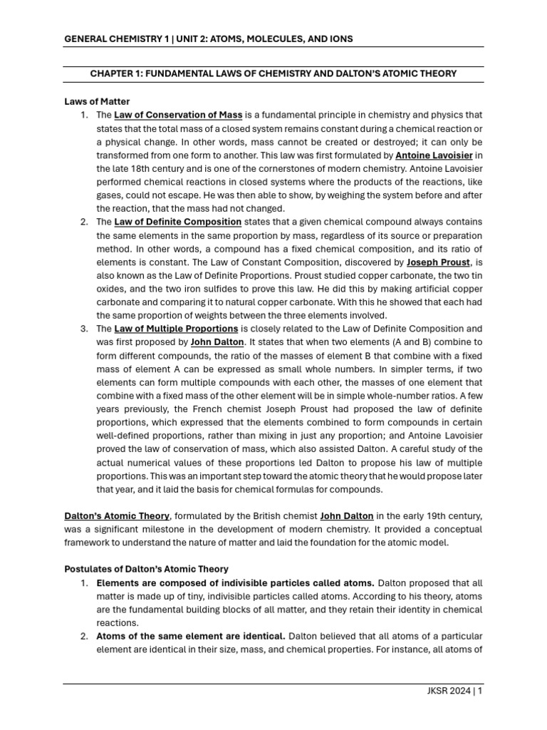 Unit 2 - Atoms, Molecules, and Ions | PDF | Proton | Atoms