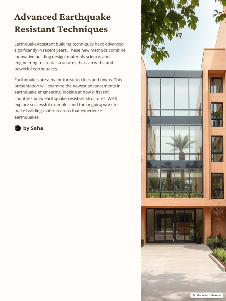 Advanced Earthquake Resistant Techniques | PDF | Earthquake Engineering ...