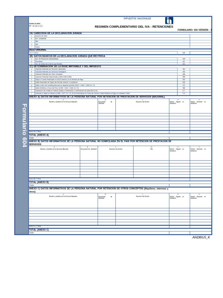Formulario 604: Retenciones IVA | PDF | Impuestos | Finanza pública
