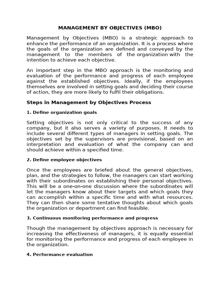 Management by Objectives | PDF | Goal | Performance Appraisal