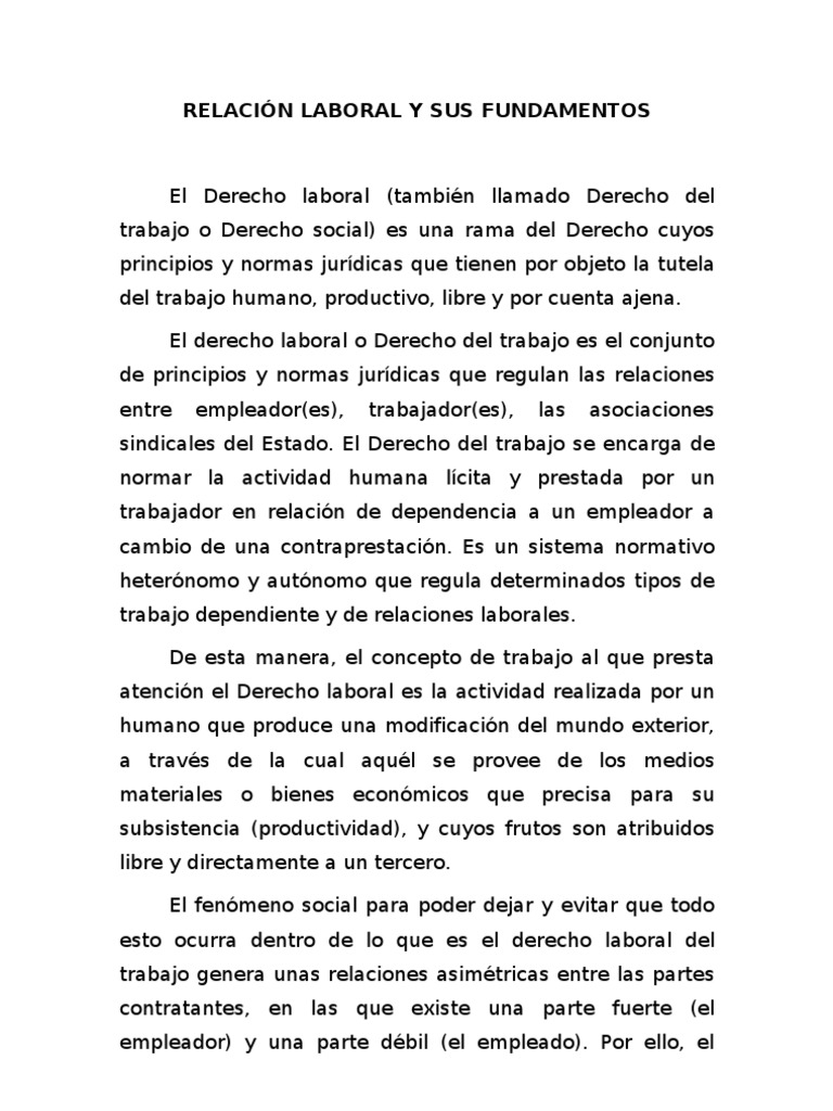 Fundamentos de la Relación Laboral | PDF | Organización Internacional ...