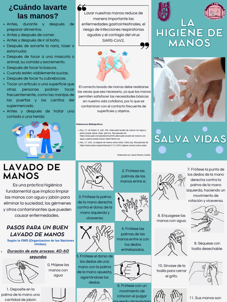 Tríptico Del Lavado de Manos | PDF | Lavado de manos | Ciencias de la Salud