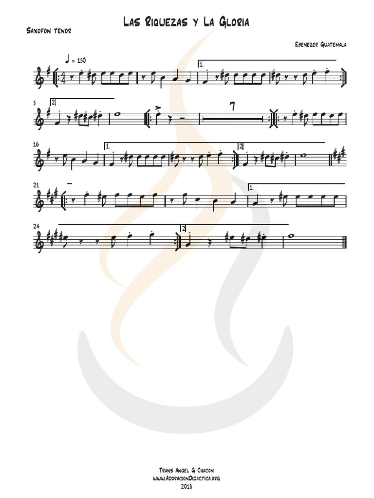 Las Riquezas y La Gloria - Saxofón Tenor | PDF