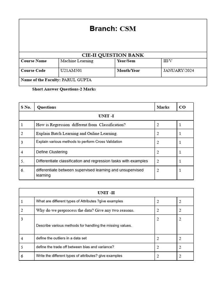 ML QB For SEE | PDF | Machine Learning | Regression Analysis