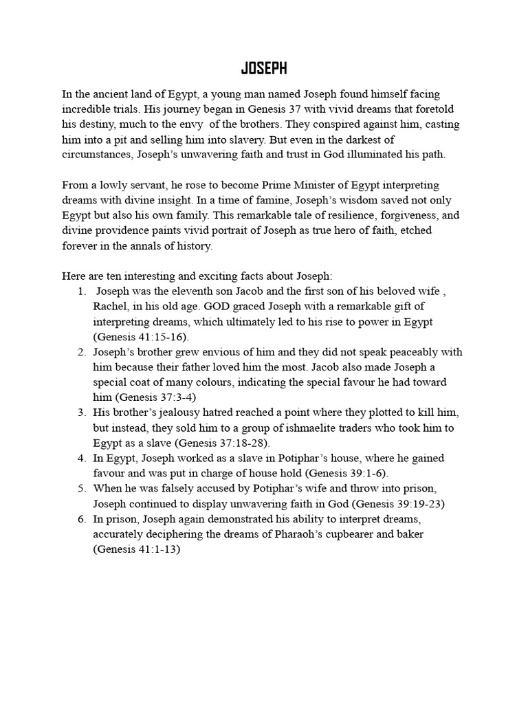 Joseph's | PDF | Book Of Genesis | Torah