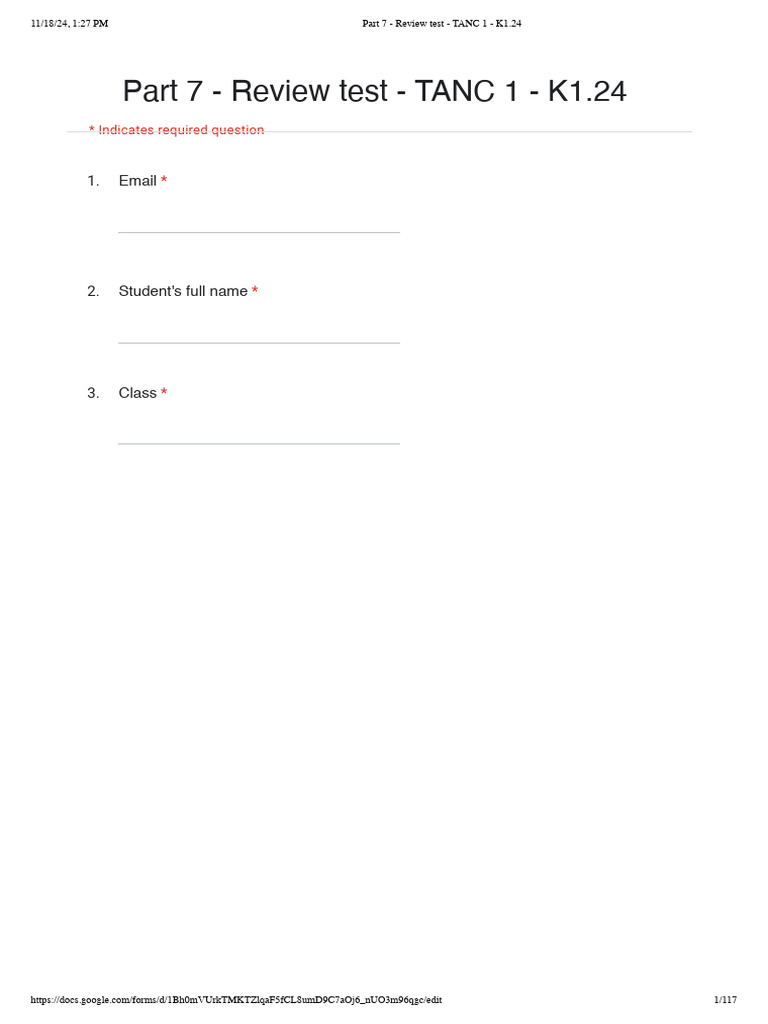 Part 7 - Review Test - TANC 1 - K1.24 - Google Forms | PDF