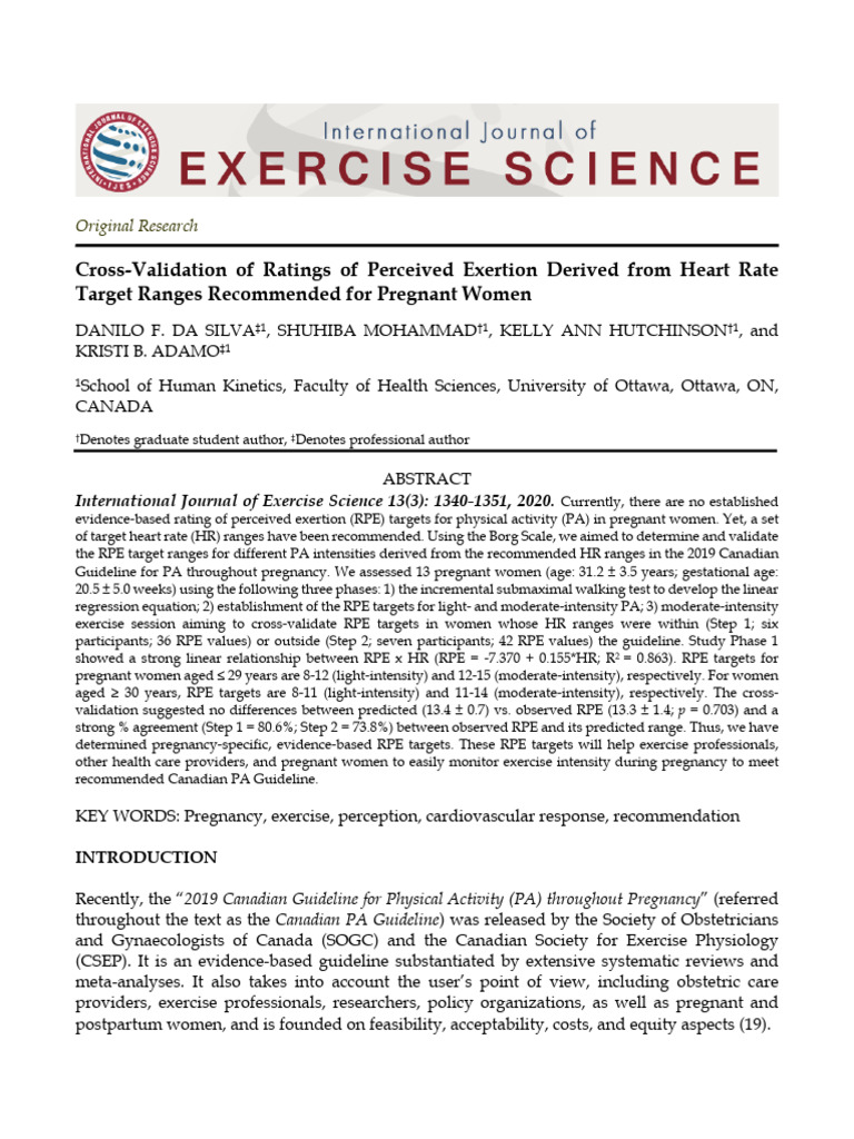 RPE Target Ranges For Pregnant Women | PDF | Pregnancy | Student's T Test