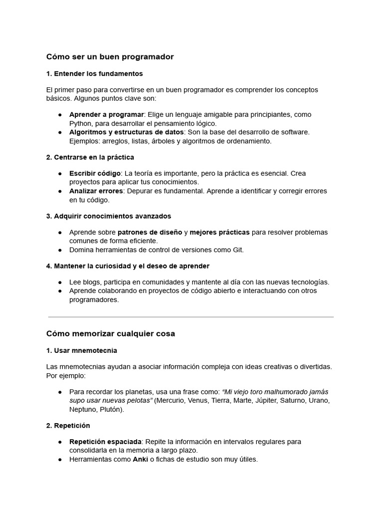 Guía para ser un buen programador | PDF
