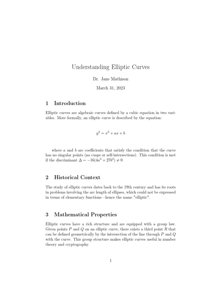 Understanding Elliptic Curves | PDF