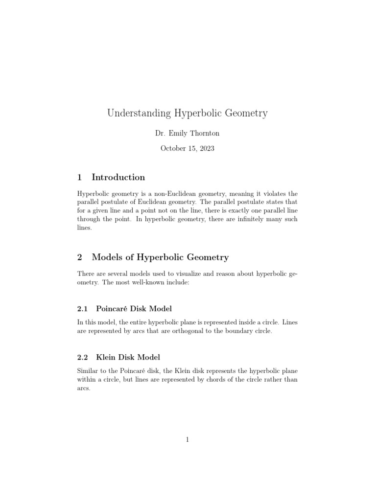 Understanding Hyperbolic Geometry | PDF