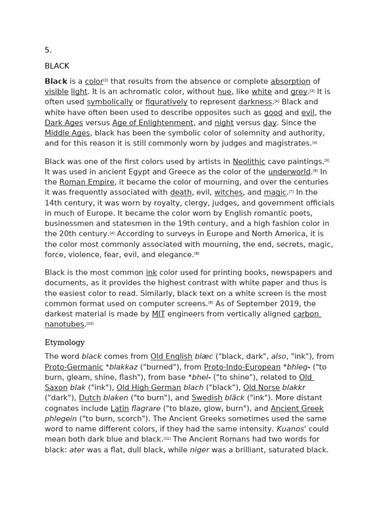 The Color Black | PDF | Black