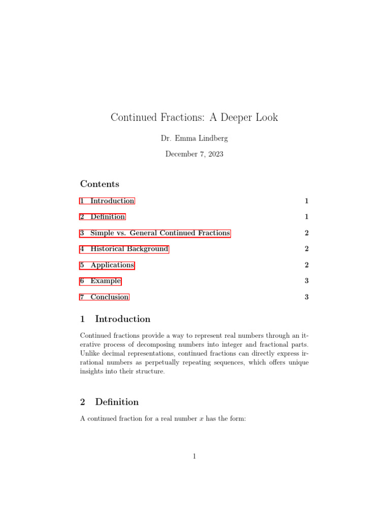 Understanding Continued Fractions | PDF | Numbers | Discrete Mathematics