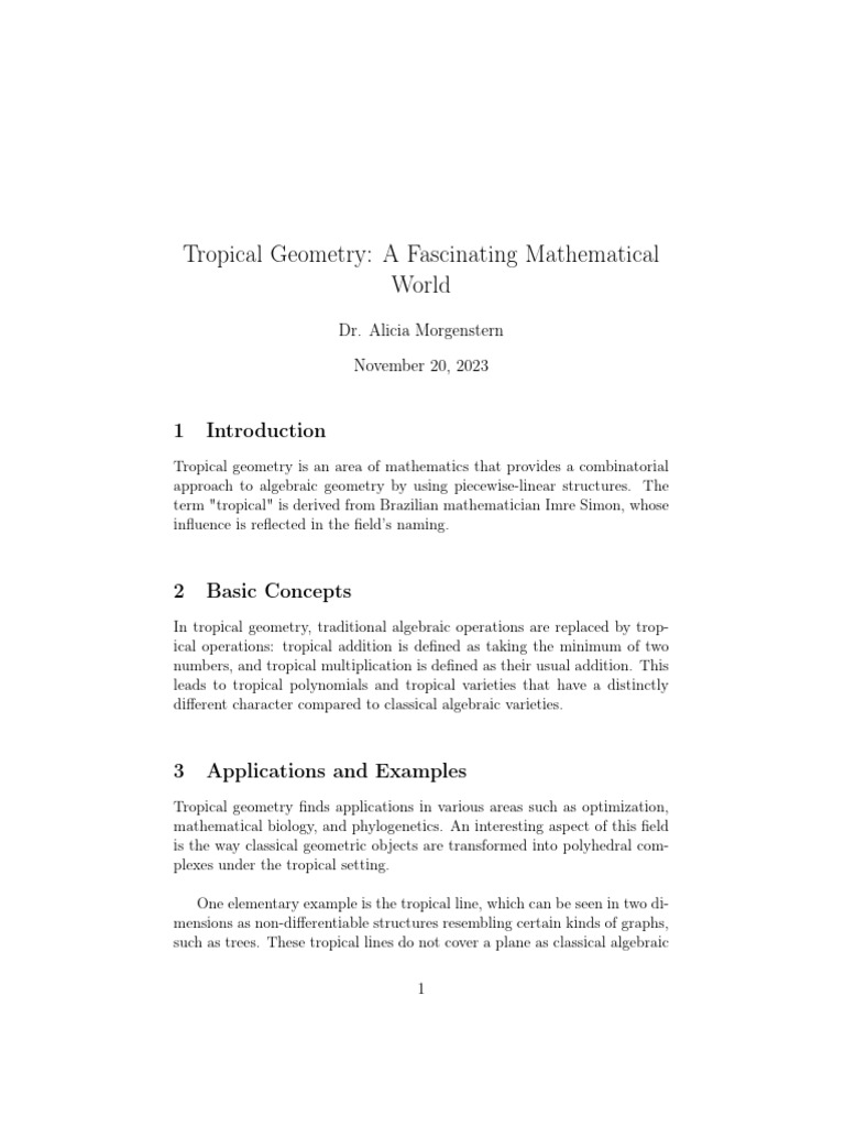 Exploring Tropical Geometry Concepts | PDF