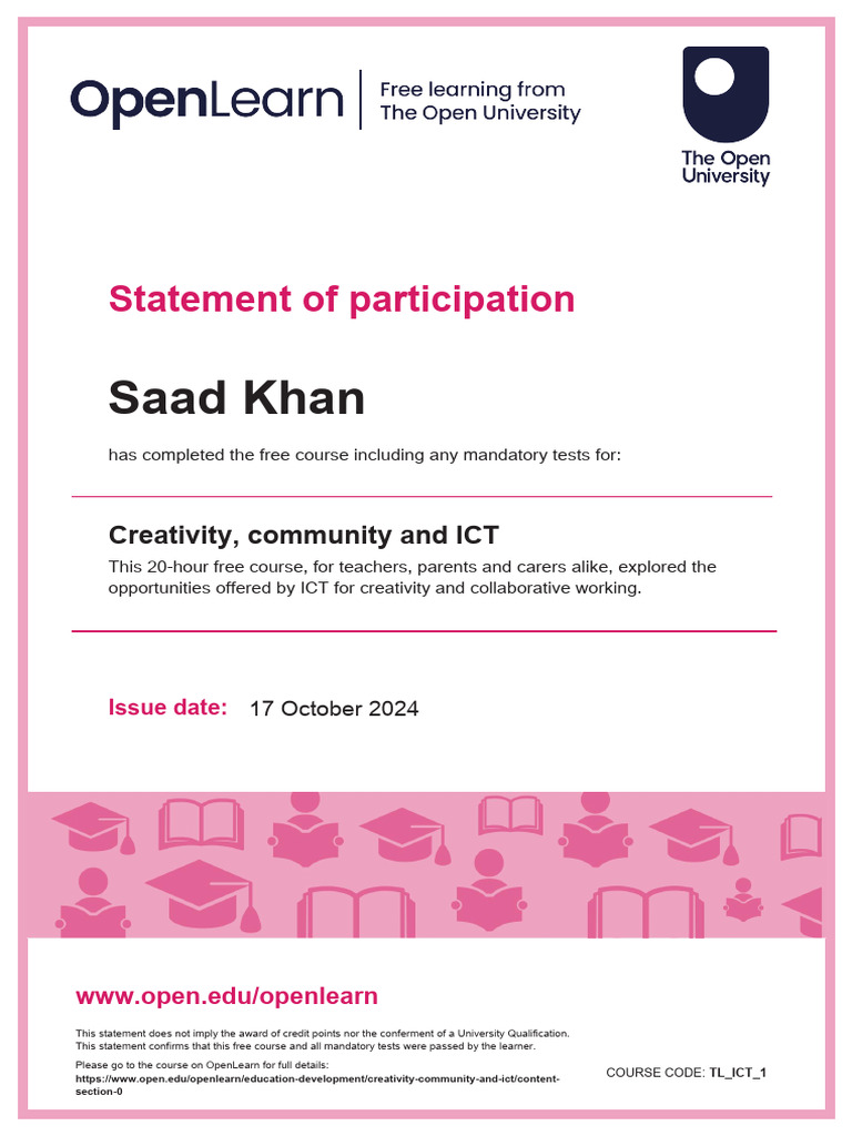 TL ICT 1 Statement (Certificate) | PDF | Educational Technology ...