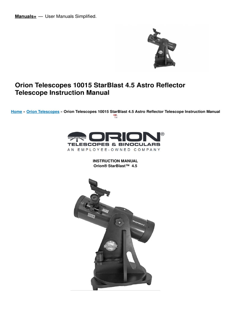 Starblast 4 5 Astro Reflector Telescope Manual | PDF | Apparent ...
