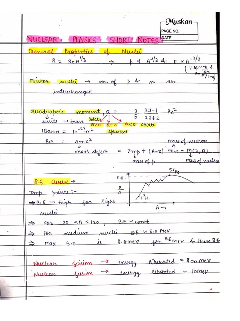 Nuclear Phy Formulas | PDF