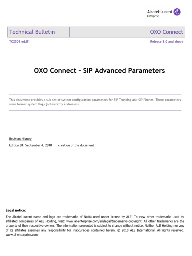 TC2503en-Ed01 Connect R3 SIP Advanced Parameters | PDF | Session Initiation Protocol | Domain ...