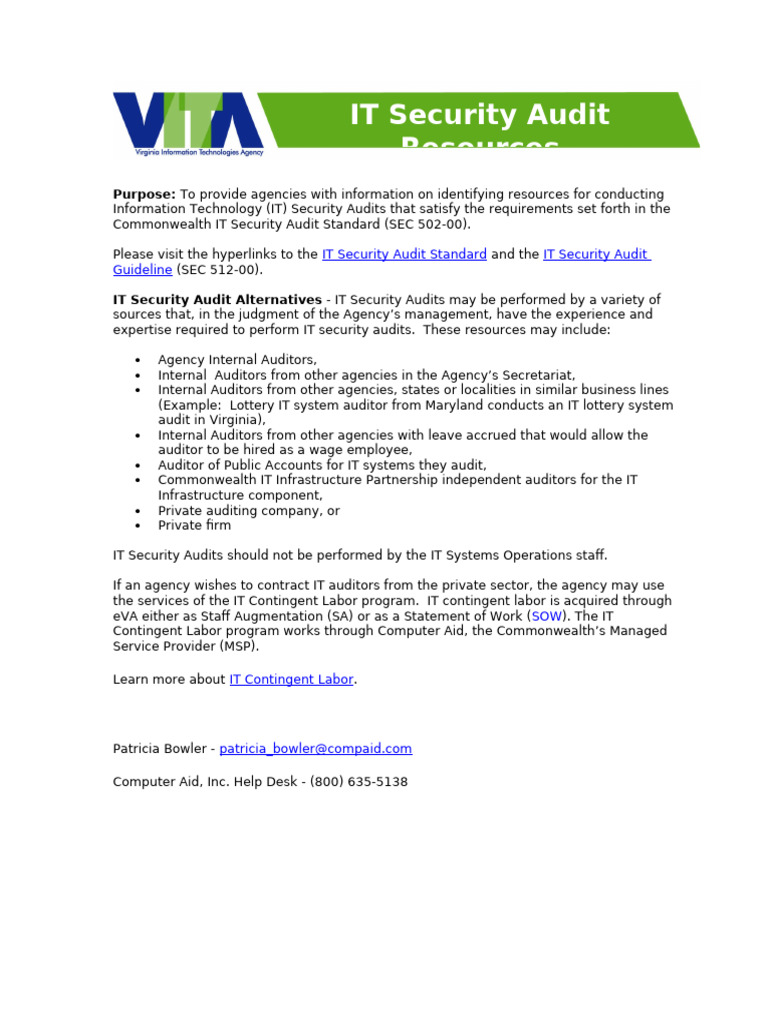 ITSecurity Audit Overview SOW Template | PDF | Server (Computing) | Project Management