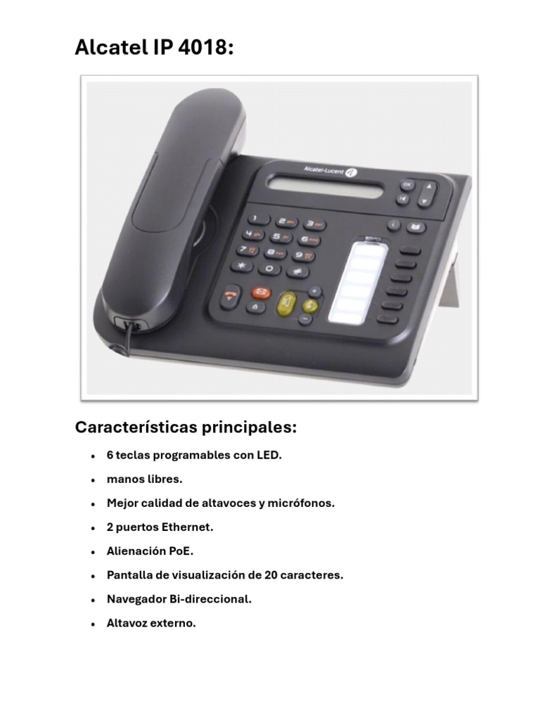 Comparativa Alcatel IP 4018 vs Advance 4035 | PDF